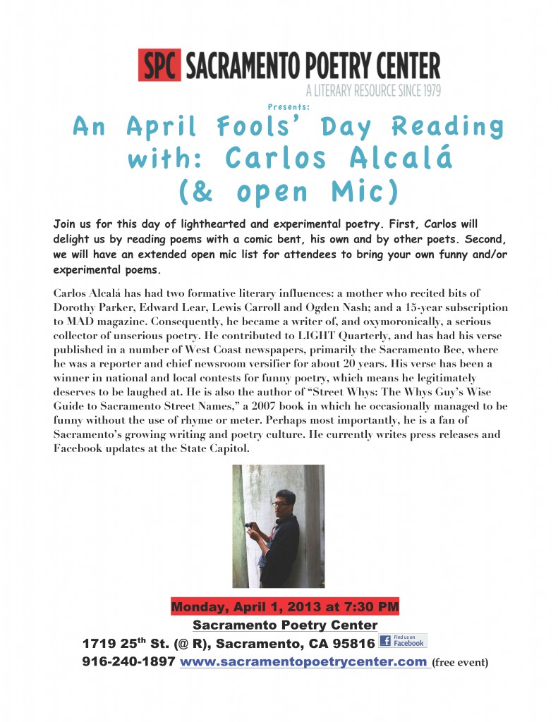 An April Fools’ Day Reading with Carlos Alcalá